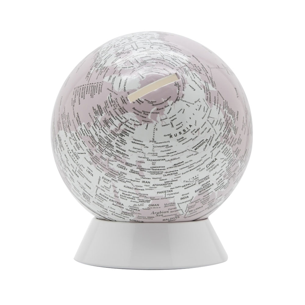 【WUZ屋子】Skyglobe 5吋白鐵底座存錢筒地球儀(英文版)-粉紅 - PChome 24h購物