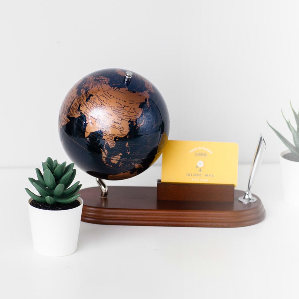 【WUZ屋子】SkyGlobe 5吋金屬藍筆插名片底座地球儀(英文版) - PChome 24h購物