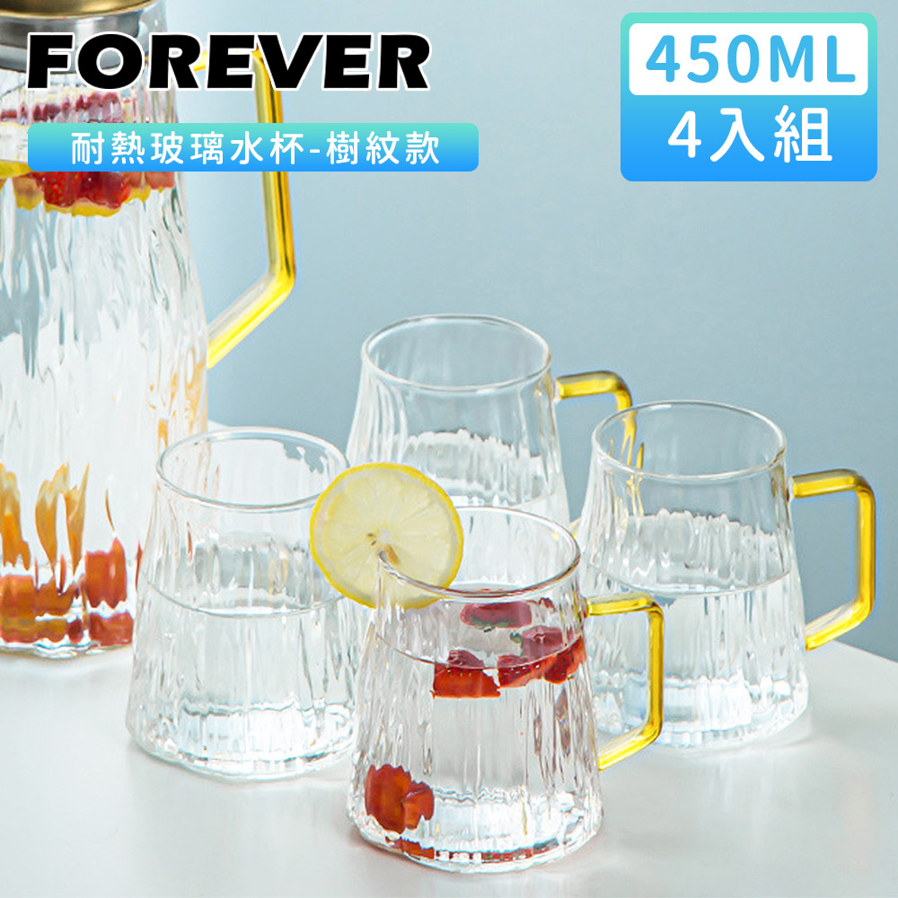 【日本FOREVER】耐熱玻璃水杯450ml-樹紋款 4入組 - PChome 24h購物
