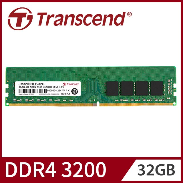 Transcend 創見 32GB JetRam DDR4 3200 桌上型記憶體 (JM3200HLE-32G) - PChome 24h購物