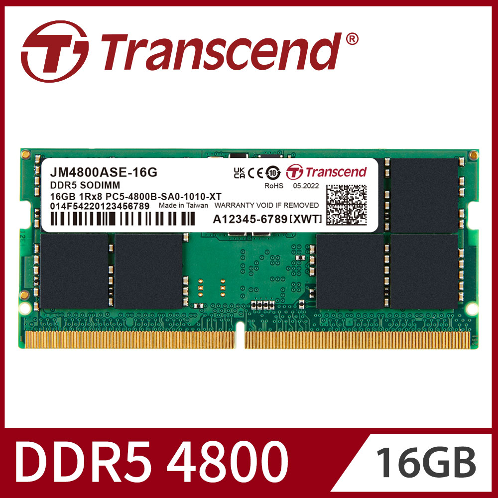 Transcend 創見 JetRam DDR5 4800 16GB 筆記型記憶體(JM4800ASE-16G) - PChome 24h購物