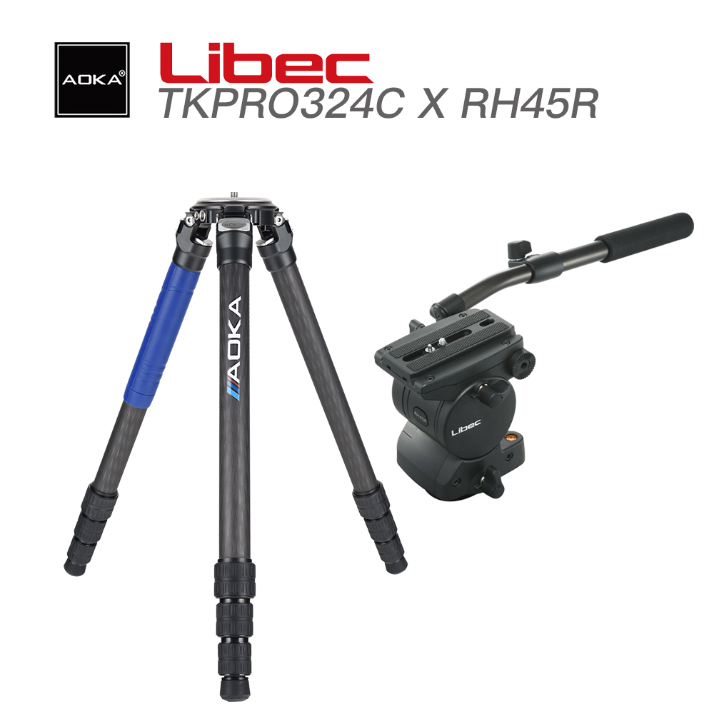AOKA TKPRO 324C & Libec RH-45R 三號四節系統碳纖維攝錄影油壓雲台三腳架套組 - PChome 24h購物