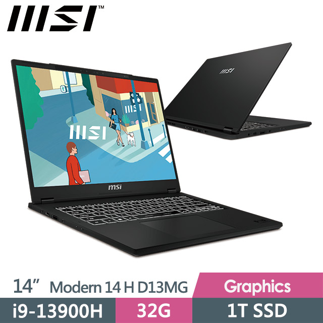 msi Modern 14 H D13MG-043TW(i9-13900H/32G/1T SSD/14"FHD+/Win11Pro)商務筆電 ...