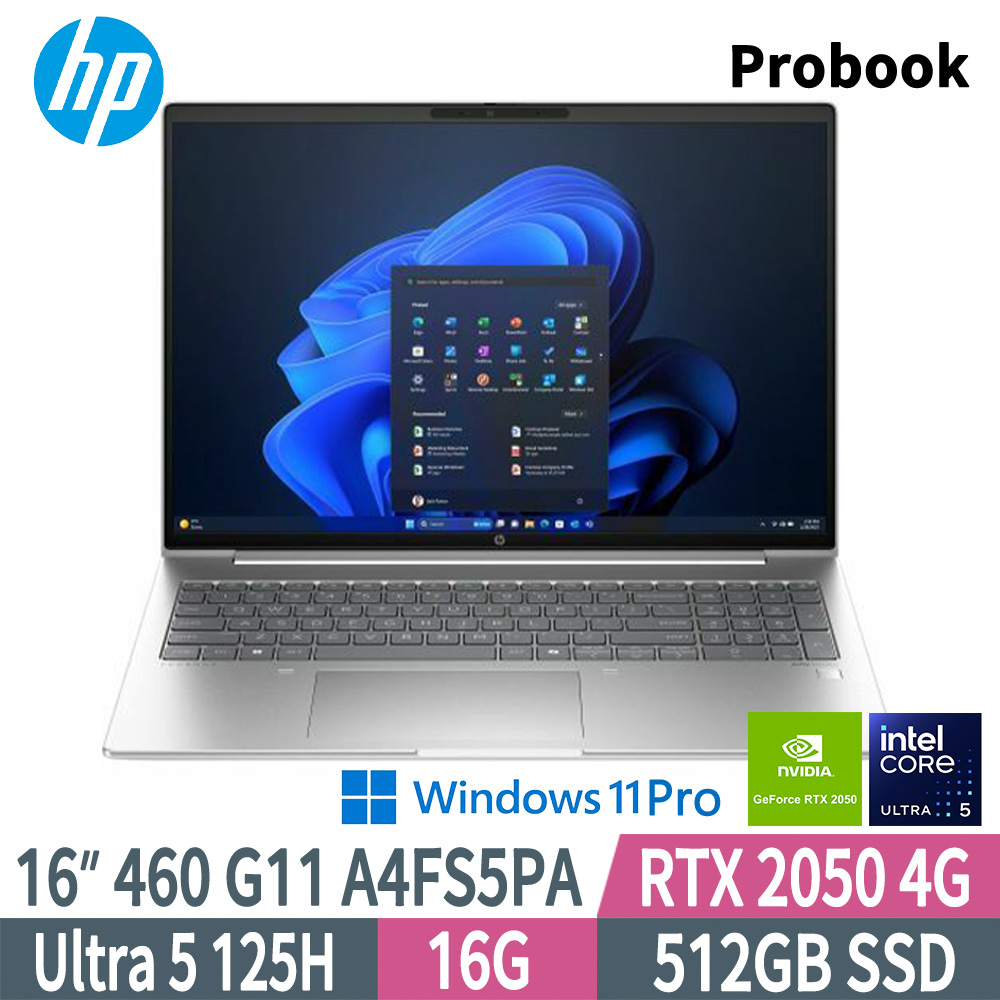 HP Probook 460 G11 A4FS5PA(Intel Core Ultra 5 125H/16G/512GB SSD/RTX ...