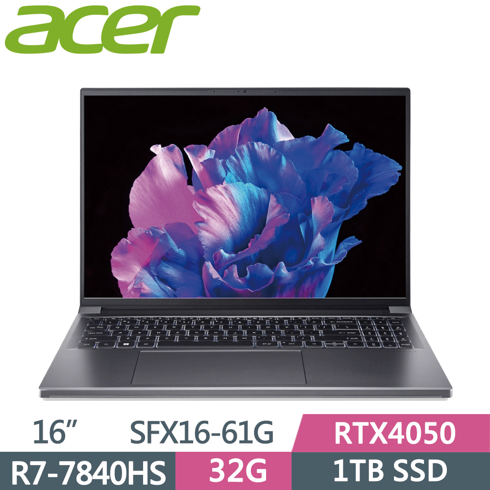 ACER Swift X SFX16-61G-R4EP 灰(R7-7840HS/32G/512G+512G SSD/RTX4050-6G/W11/3.2K OLED/16) - PChome ...