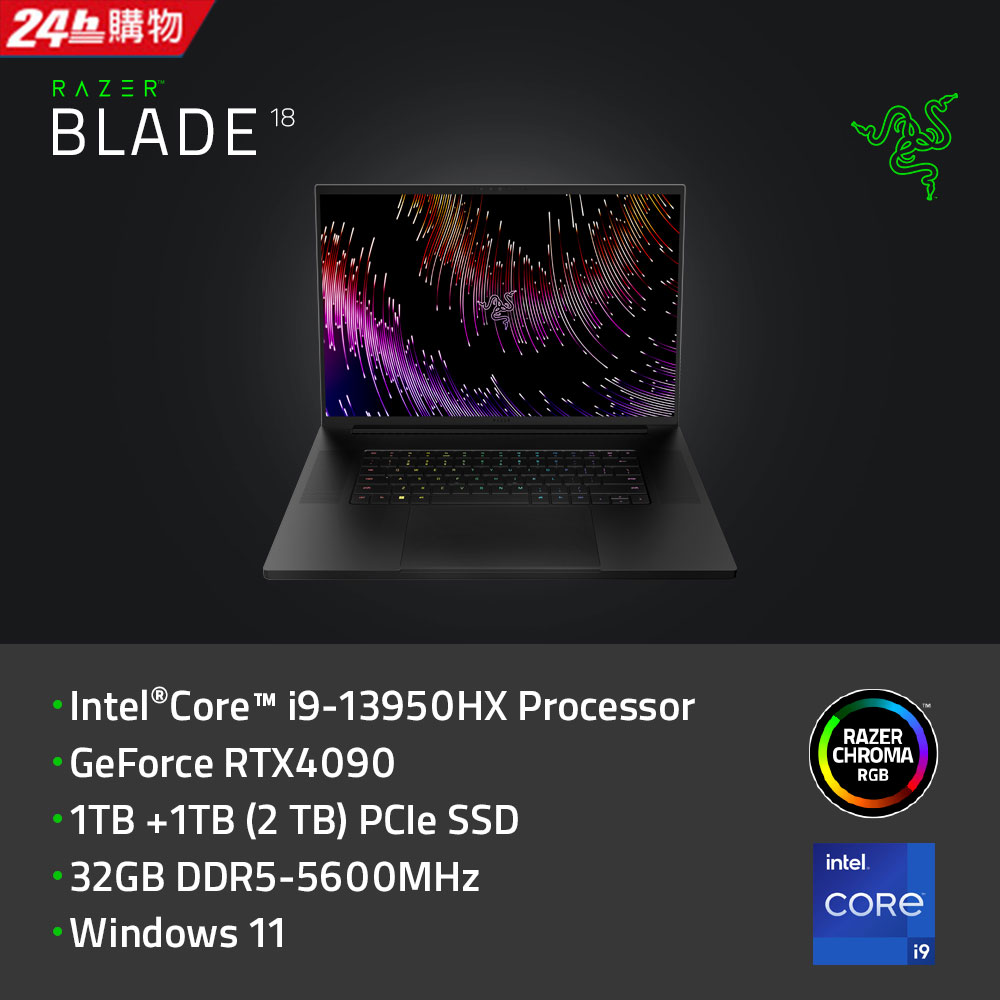 Razer BLADE 18 (i9-13950HX/32GB/RTX 4090/2TB PCIe SSD/QHD 240Hz/Win11 ...
