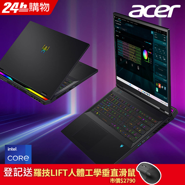 ACER Predator PH18-72-9913 黑(i9-14900HX /32G/RTX4080-12G/1TB PCIe/W11 ...