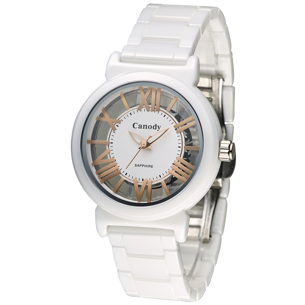 Canody 羅馬時尚雙面鏤空陶瓷錶/玫瑰金/35mm/CB1220-3B - PChome 24h購物