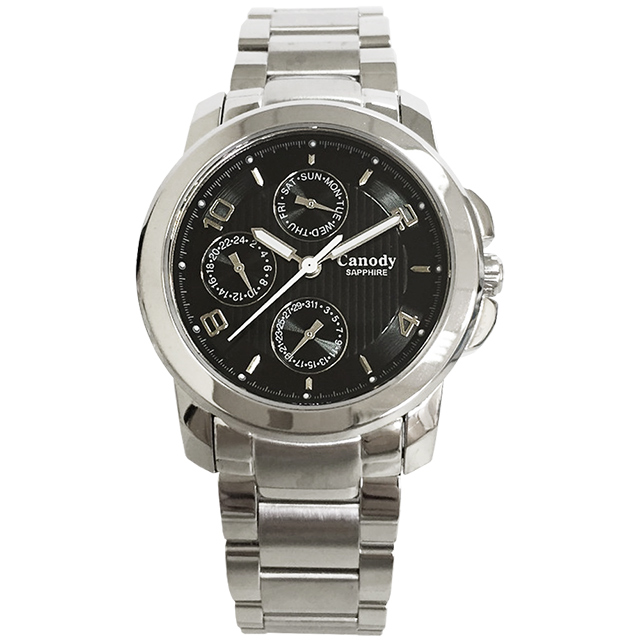 Canody 都會美學三眼藍水晶腕錶/黑/33mm/CM5620-A - PChome 24h購物