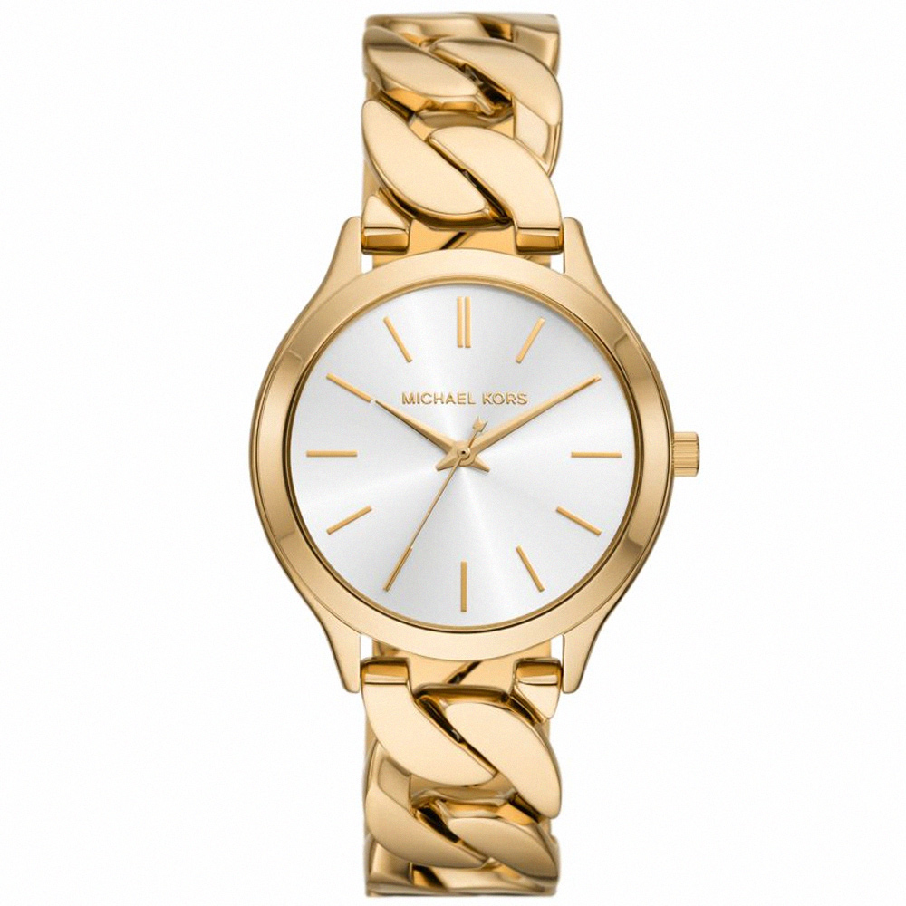 【Michael Kors】公司貨 Runway 簡約輕盈不鏽鋼腕錶/香檳金x銀面(MK7472) - PChome 24h購物