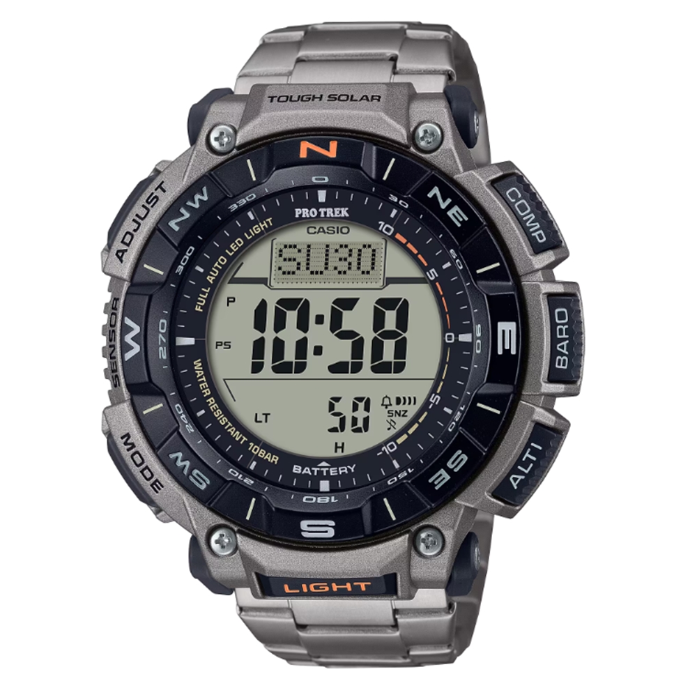 【CASIO 卡西歐】PROTREK 多功能太陽能電力 登山鈦金屬電子錶 黑灰 PRG-340T-7_51.7mm - PChome 24h購物