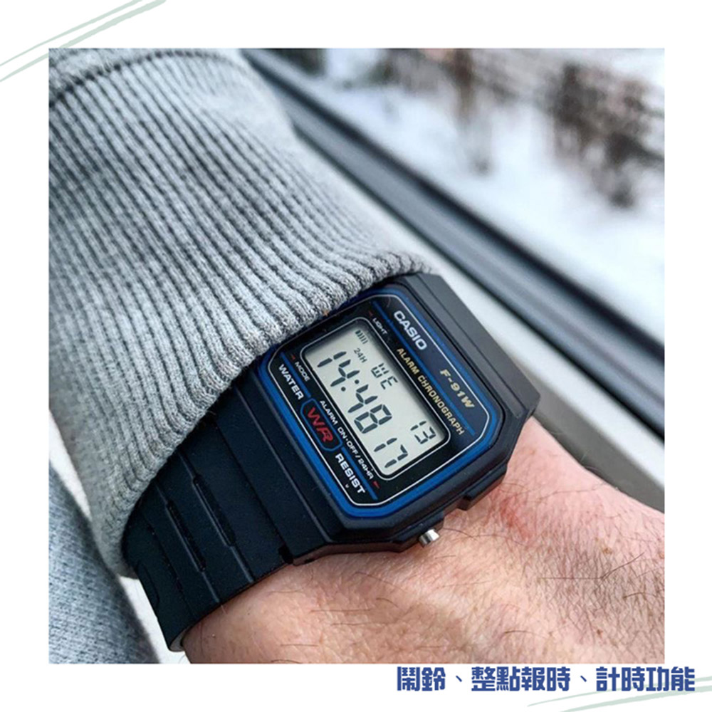 CASIO 卡西歐 F-91W-1D 經典不敗簡約輕薄電子膠錶 - PChome 24h購物
