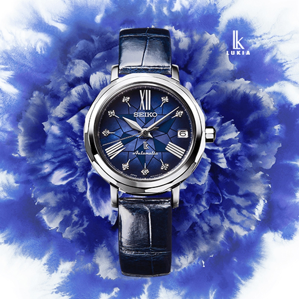 SEIKO精工 LUKIA 珍珠母貝 鑲嵌美鑽 淑女機械錶-藍34.8mm(SPB137J1/6R35-00N0B) - PChome 24h購物