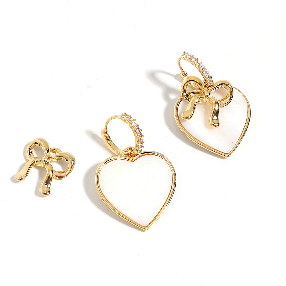 AQ 925純銀 清新少女感心形蝴蝶結耳環/耳針(AMOR Quenby) - PChome 24h購物