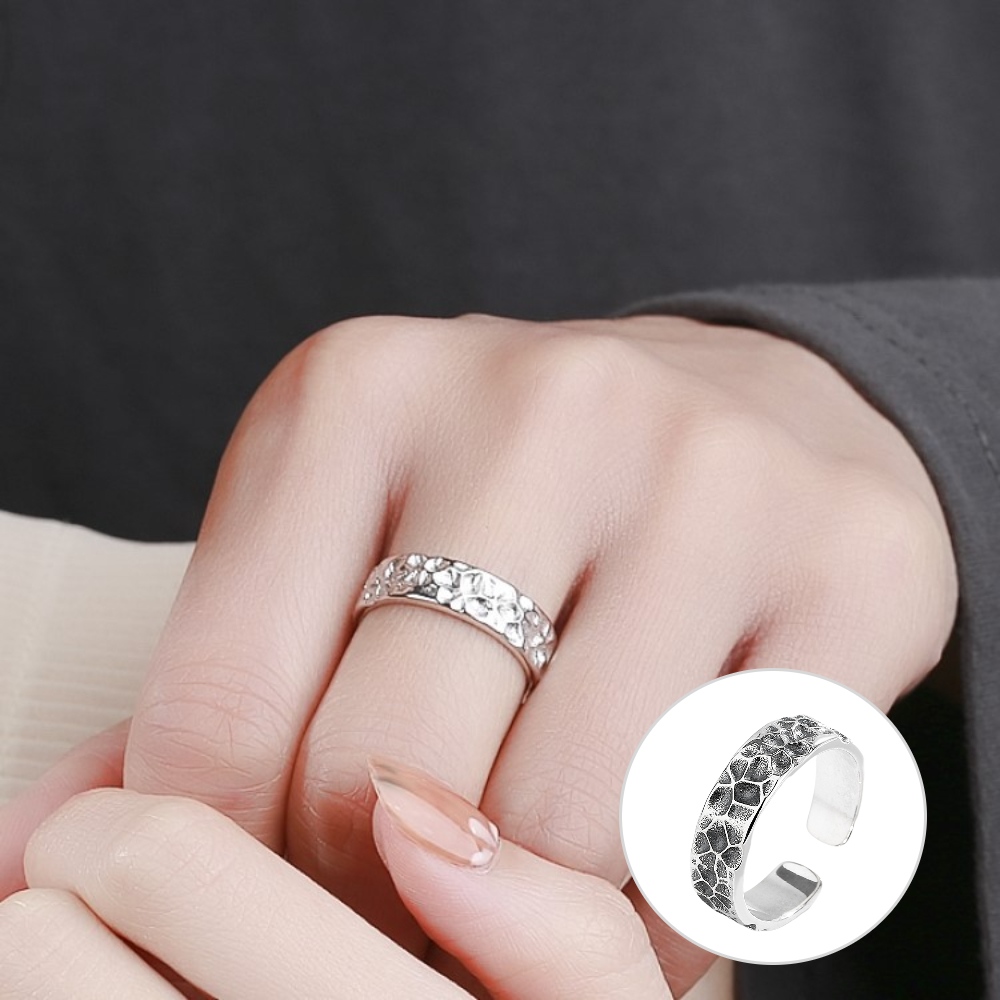 【A&R】S925純銀復古立體石紋開口戒 二色任選 - PChome 24h購物