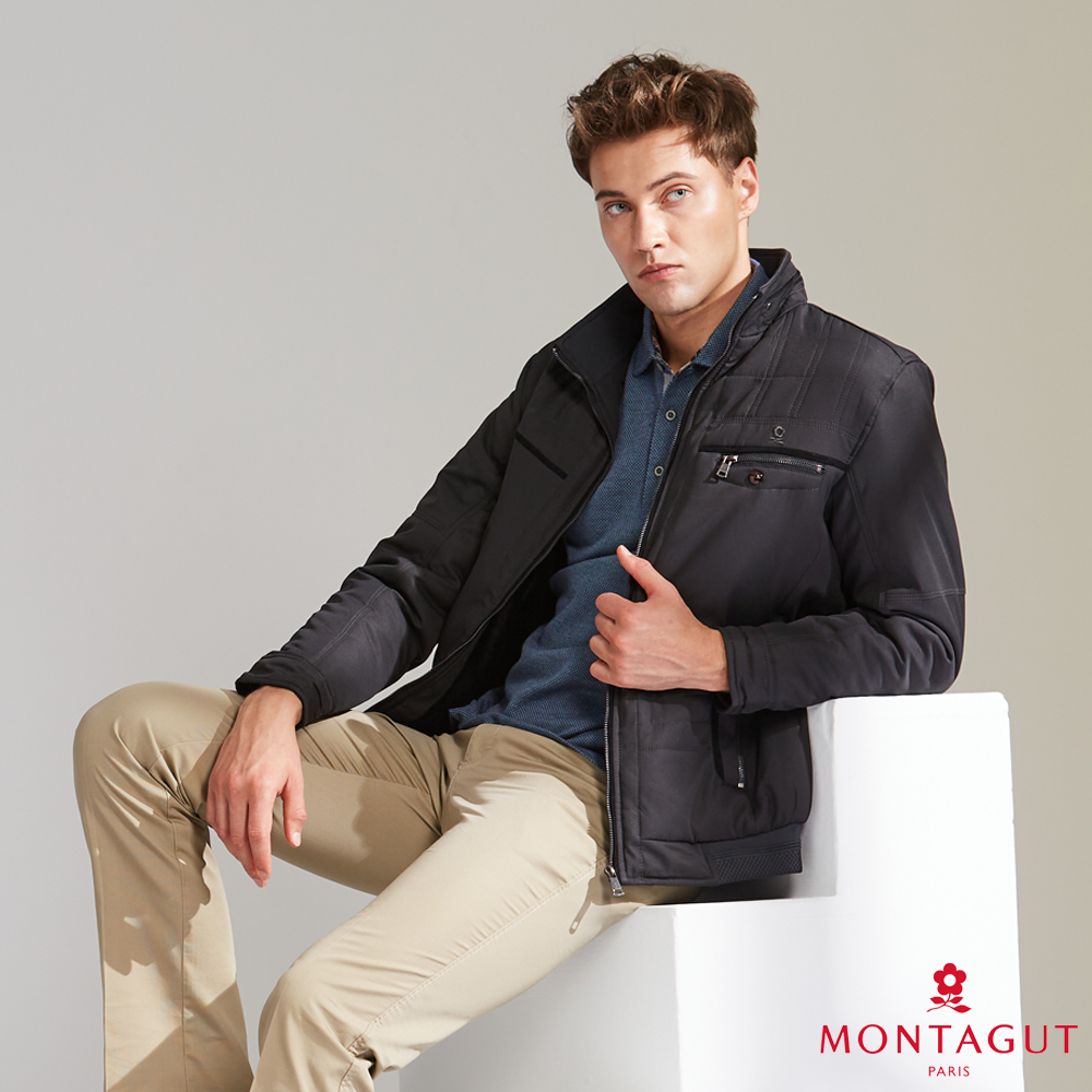 【MONTAGUT夢特嬌】商務休閒素色翻領加絨外套(W25011-58黑) - PChome 24h購物