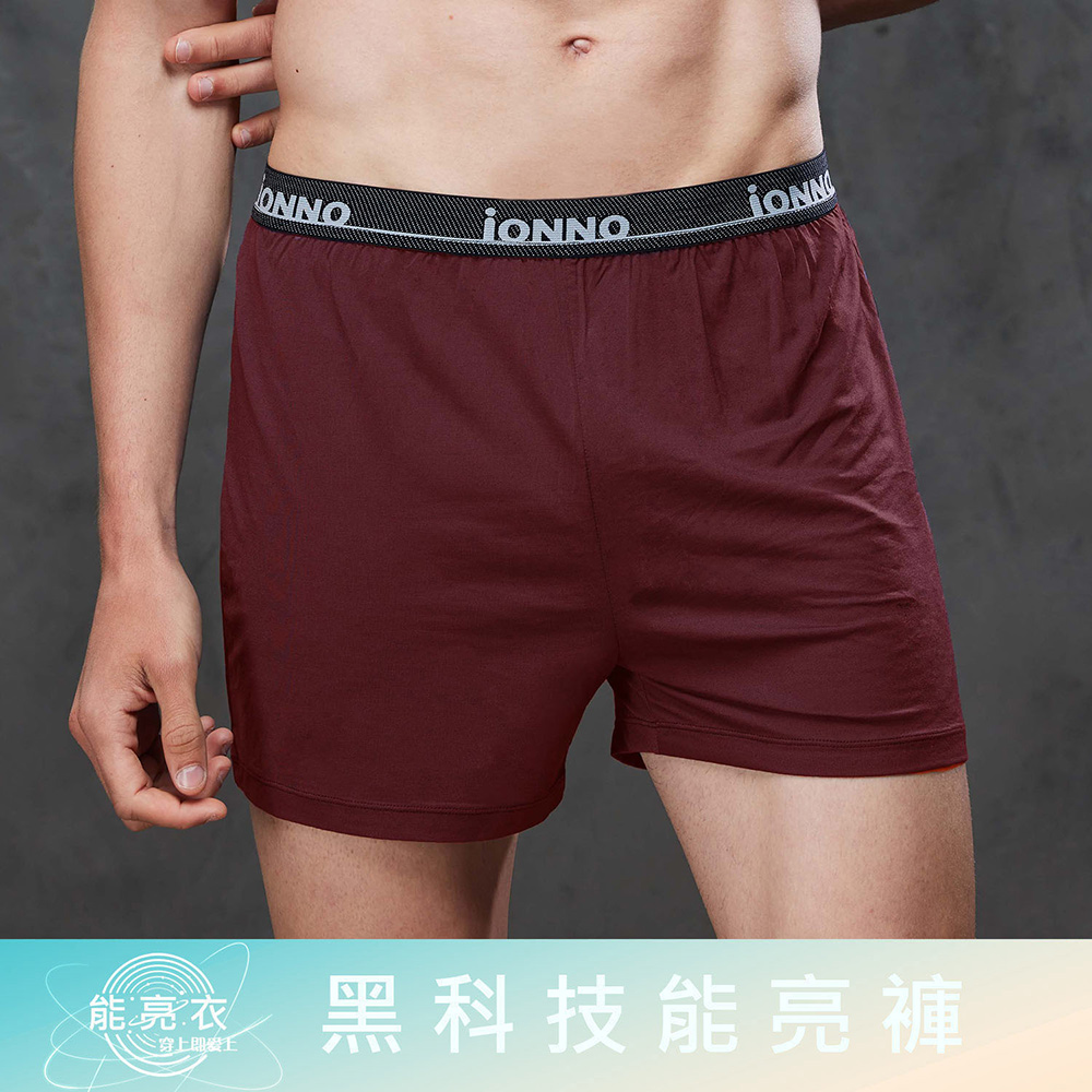 【EASY SHOP】iONNO-黑科技能亮褲-機能纖維加大尺碼男大平口褲-暗紅 - PChome 24h購物