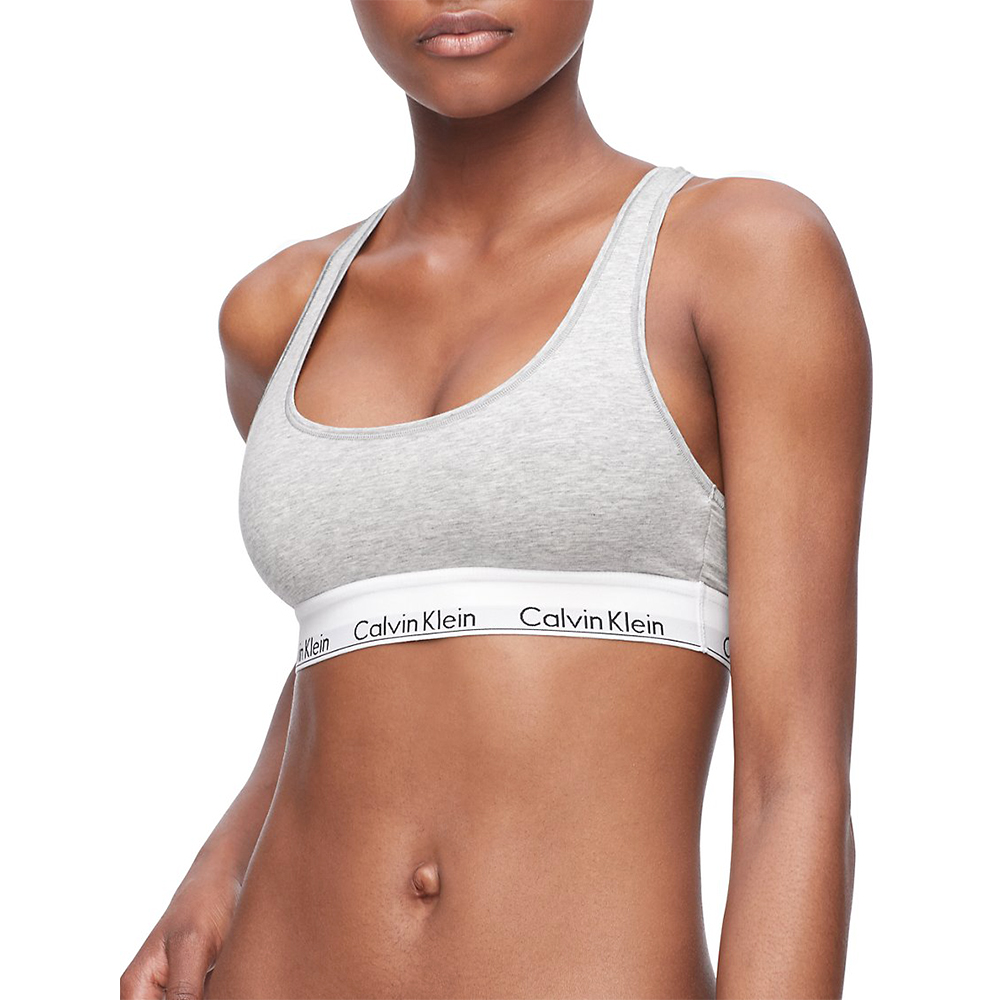 Calvin Klein 凱文克萊 Modern Cotton Bralette 棉質寬鬆緊帶無襯運動內衣/CK內衣(灰) - PChome 24h購物