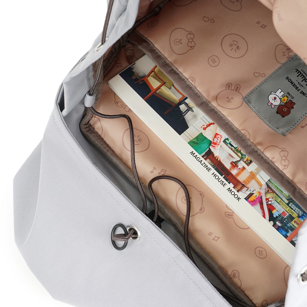 HELLOLULU 【LINE FRIENDS】 OLIVER繩扣後背包(L)- 熊大灰 - PChome 24h購物