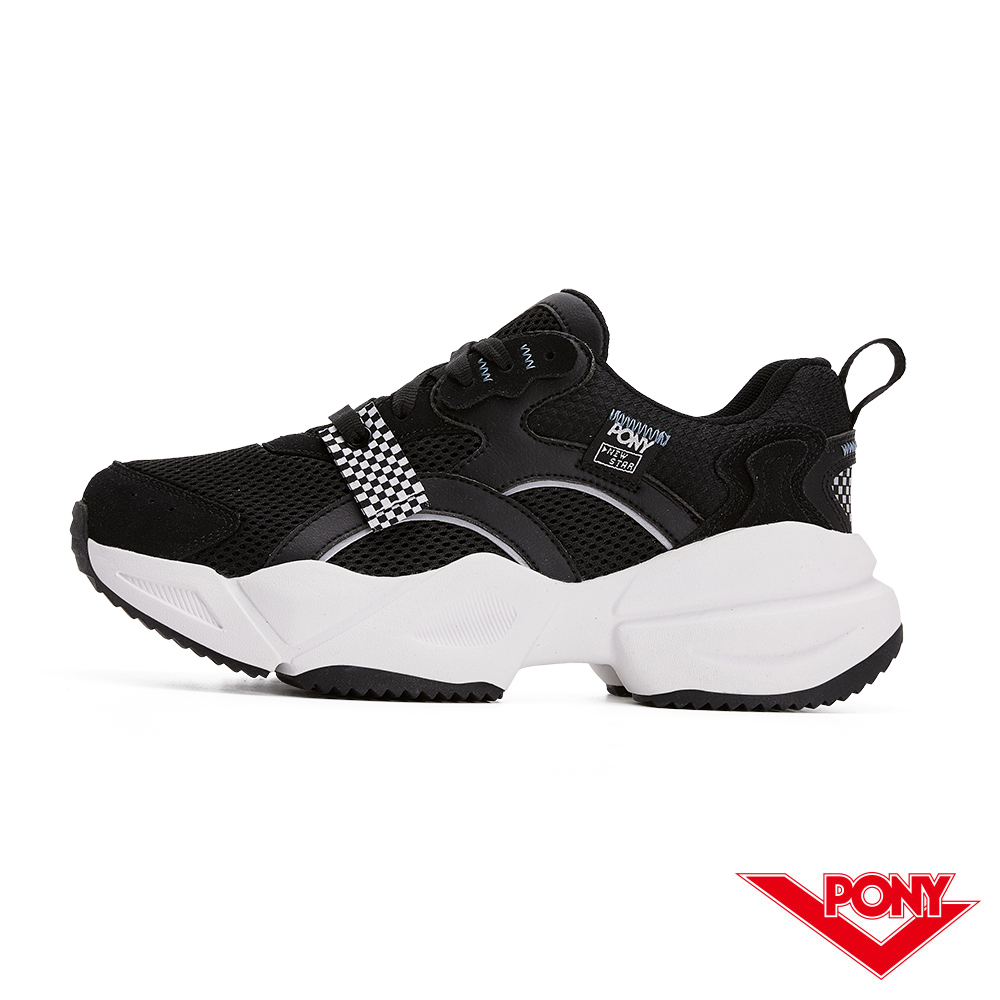 【PONY】NS501潮流慢跑鞋 賽車格紋 中性款-女鞋-男鞋/ 黑 - PChome 24h購物