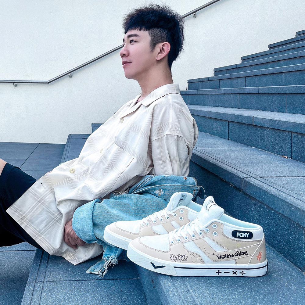 【PONY】ATOP 滑板鞋 遊戲塗鴉 中筒 - 男女鞋-白/卡其 - PChome 24h購物