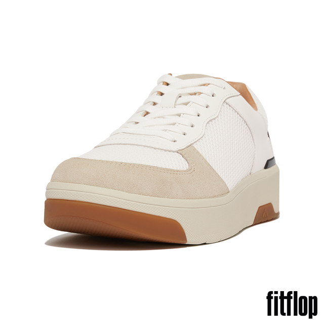 FitFlop 全新 RALLY EVO 皮革/網布/麂皮休閒鞋-女(都會白/黑色) - PChome 24h購物