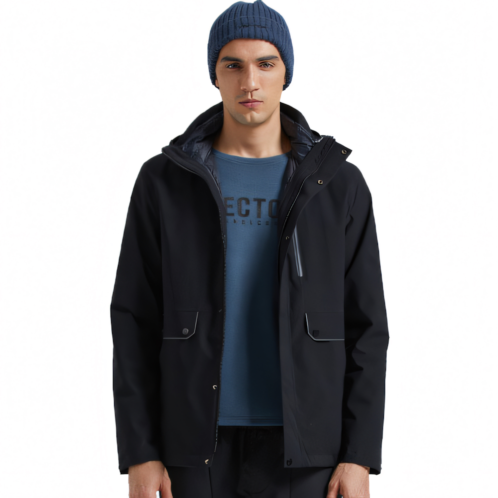 TECTOP探拓戶外【12145123男款羽絨兩件式外套】【經典黑】 - PChome 24h購物