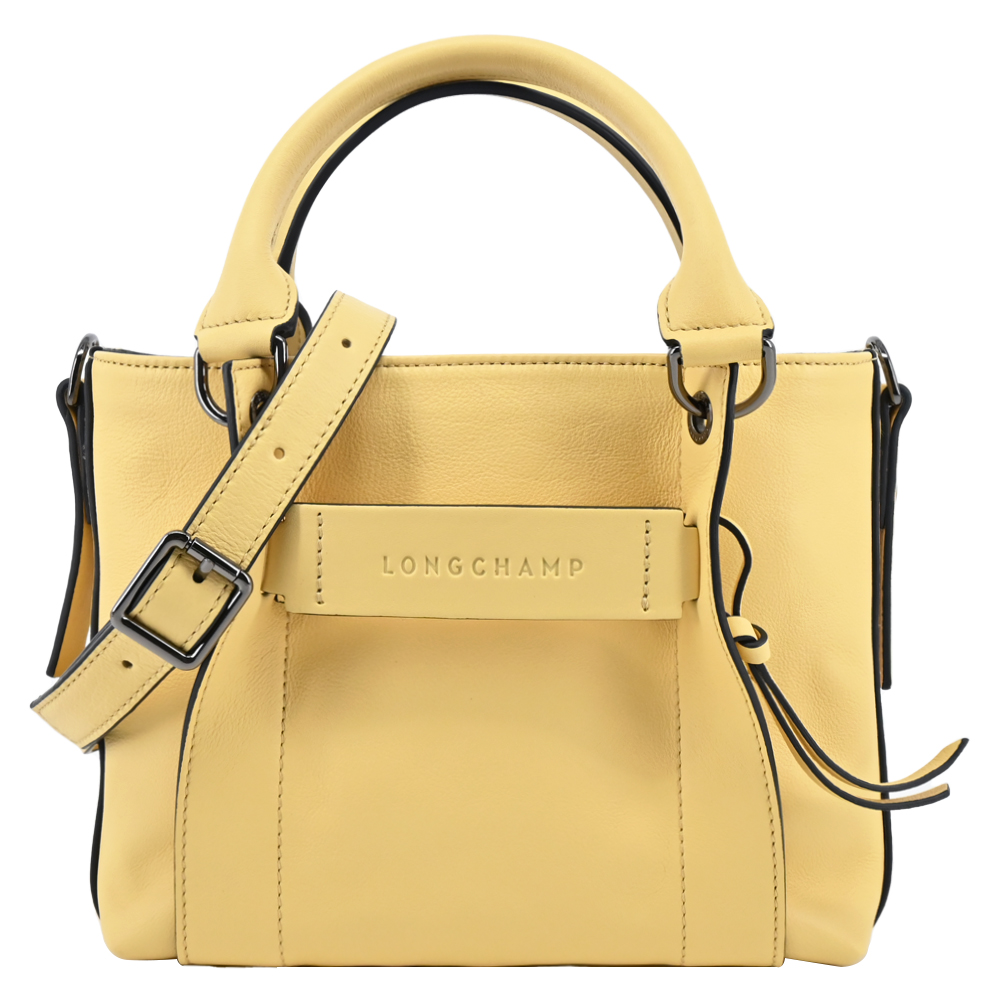 LONGCHAMP 3D系列小牛皮手提/斜背兩用包(小/小麥黃) - PChome 24h購物