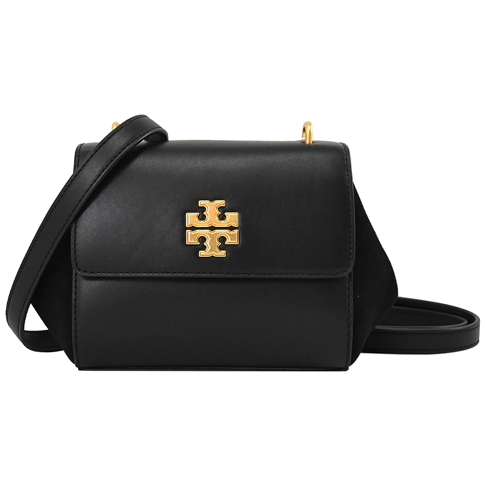 TORY BURCH 89685 經典LOGO絨面拼接迷你斜背包.黑 - PChome 24h購物