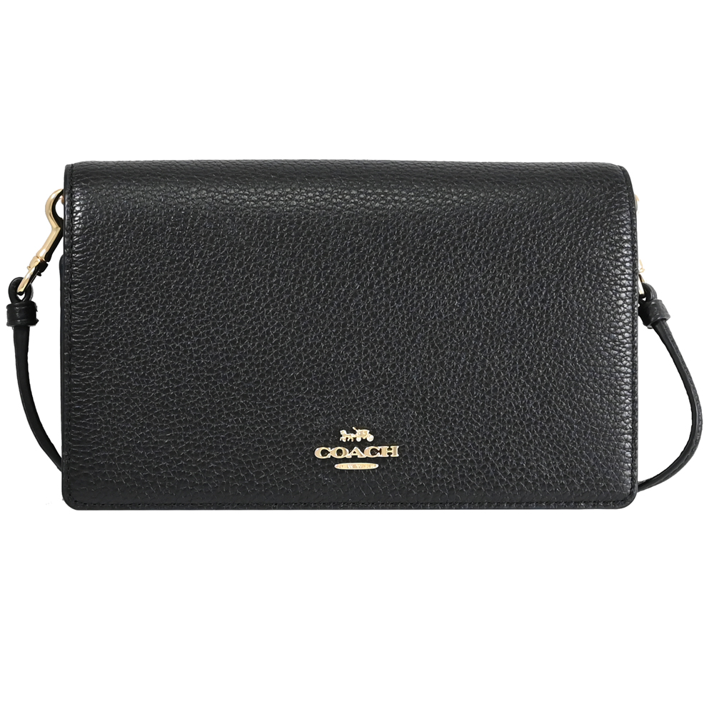 COACH 3037 馬車LOGO荔枝皮革多卡斜背包.黑 - PChome 24h購物