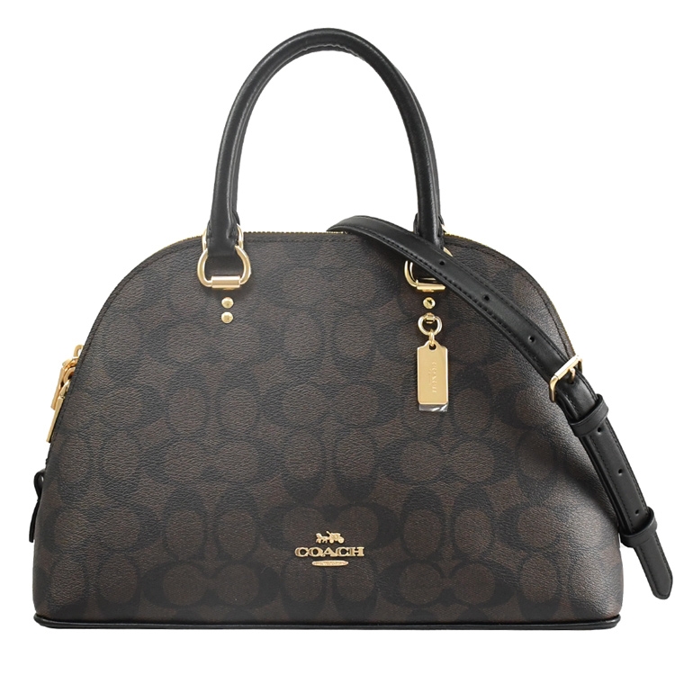 COACH 2558 KATY 經典LOGO印花拼皮手提兩用包.深咖 - PChome 24h購物