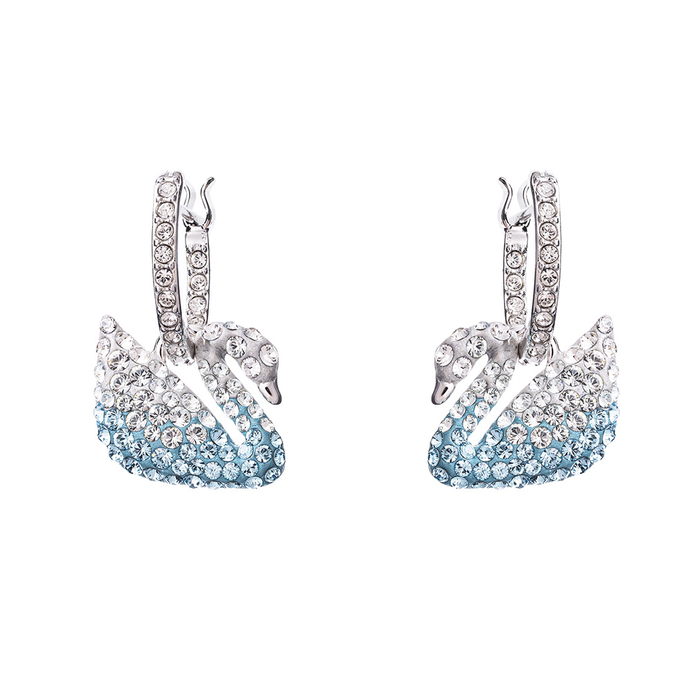 SWAROVSKI 施華洛世奇 SWAN 藍色耳環 - PChome 24h購物