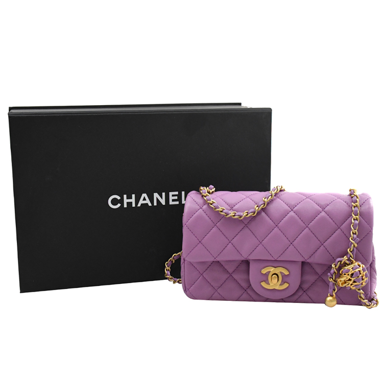 CHANEL AS1787 小羊皮菱格Mini Coco金球包.粉紫 20CM - PChome 24h購物