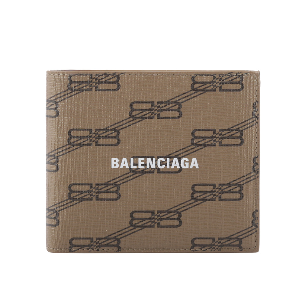 BALENCIAGA BB Monogram 塗層帆布8卡對開短夾(米色/棕色) 594549 210DA 2762 - PChome 24h購物