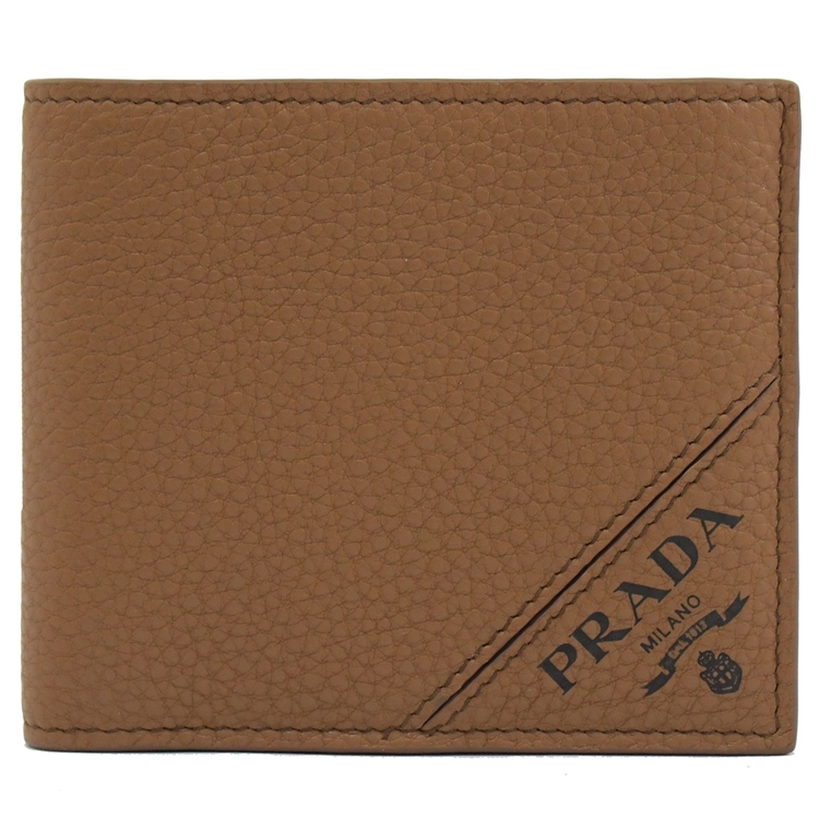 PRADA 2MO513 經典烙印LOGO荔枝牛皮八卡短夾.咖 - PChome 24h購物