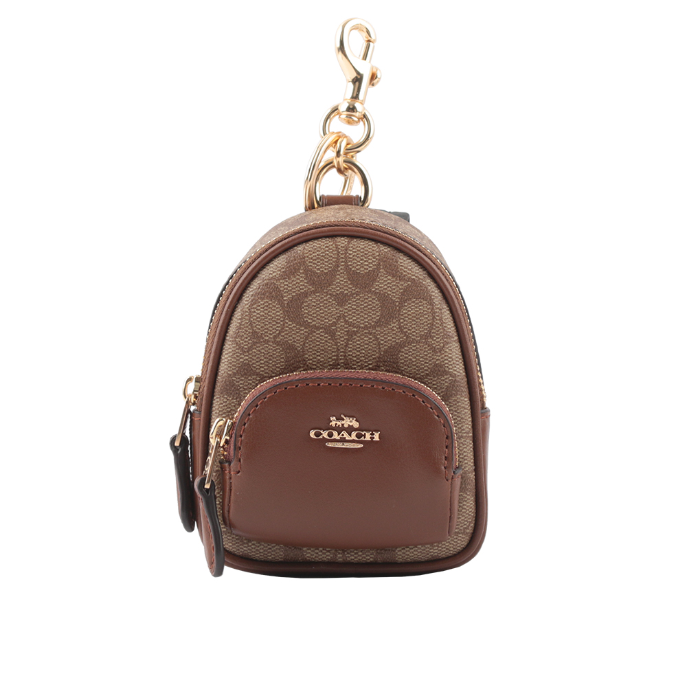 COACH Court 帆布拼皮革迷你後背包造型吊飾/鑰匙圈(焦糖色) C7803 IMBDX - PChome 24h購物