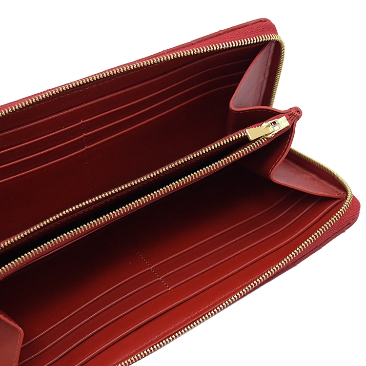 CELINE 绗縫格紋小牛皮拉鍊長夾.紅 - PChome 24h購物