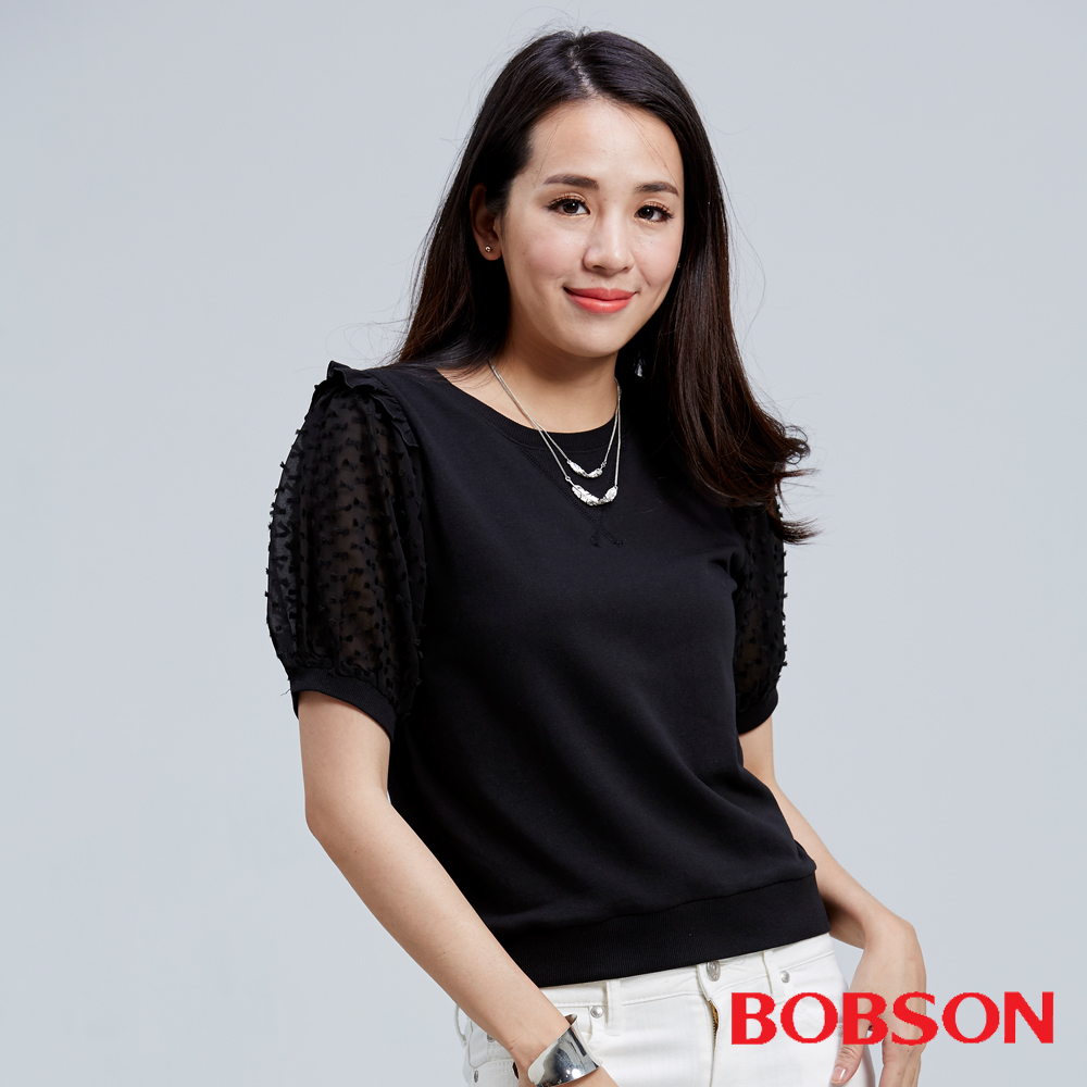【BOBSON】女款短袖搭配雪紡繡上衣(26079-88) - PChome 24h購物