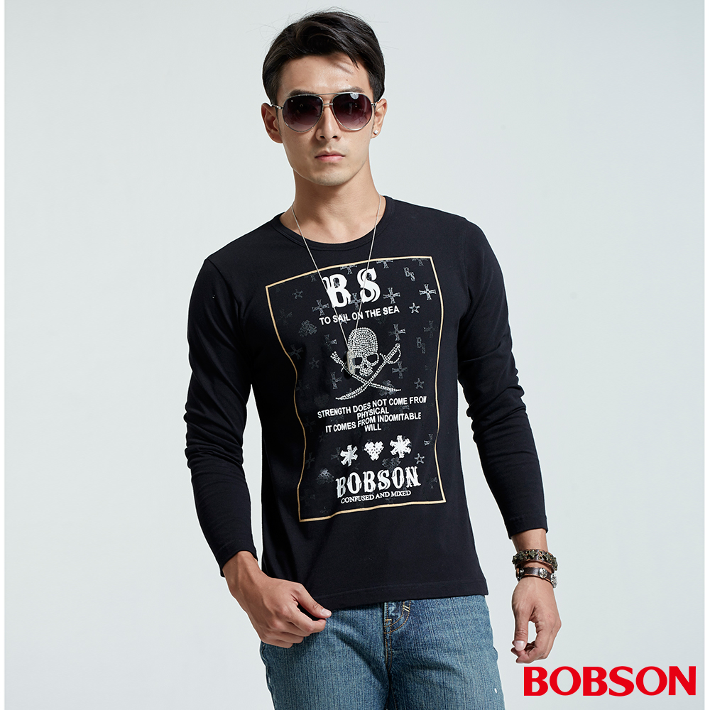【BOBSON】男款圓領印圖上衣(35026-88) - PChome 24h購物