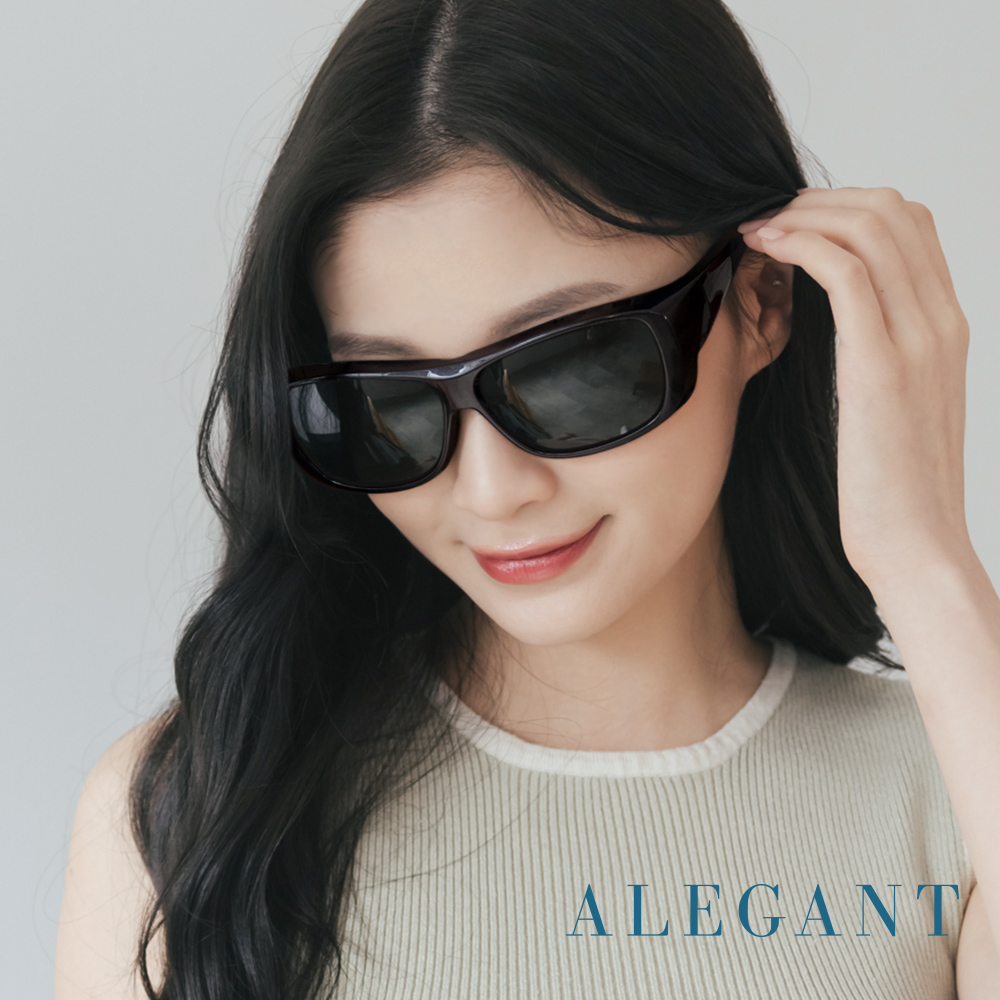 【ALEGANT】輕奢時尚森感黑透氣方框全罩式防滑彈力鏡腳寶麗來偏光墨鏡/外掛式UV400太陽眼鏡/包覆套鏡 - PChome 24h購物