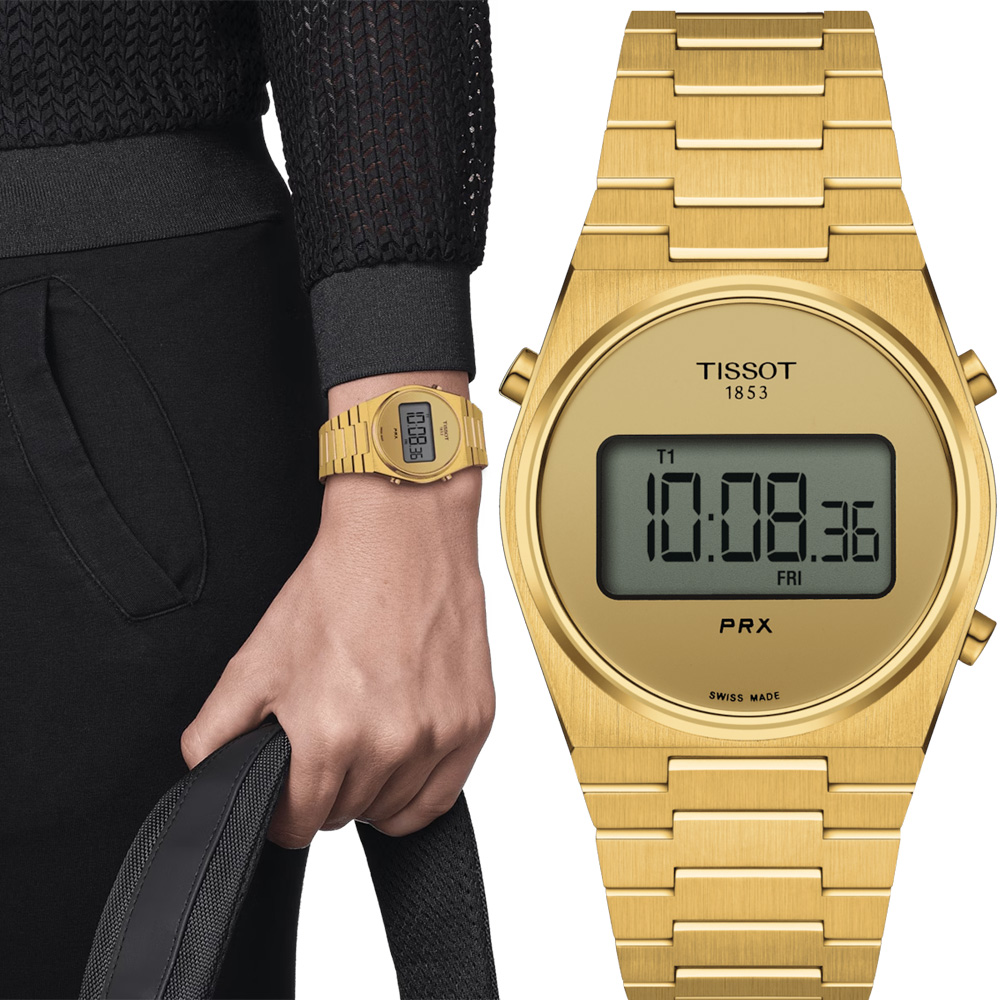 TISSOT 天梭 PRX Digital 數位石英對錶 情侶手錶-40+35mm(T1374633302000+T1372633302000 ...