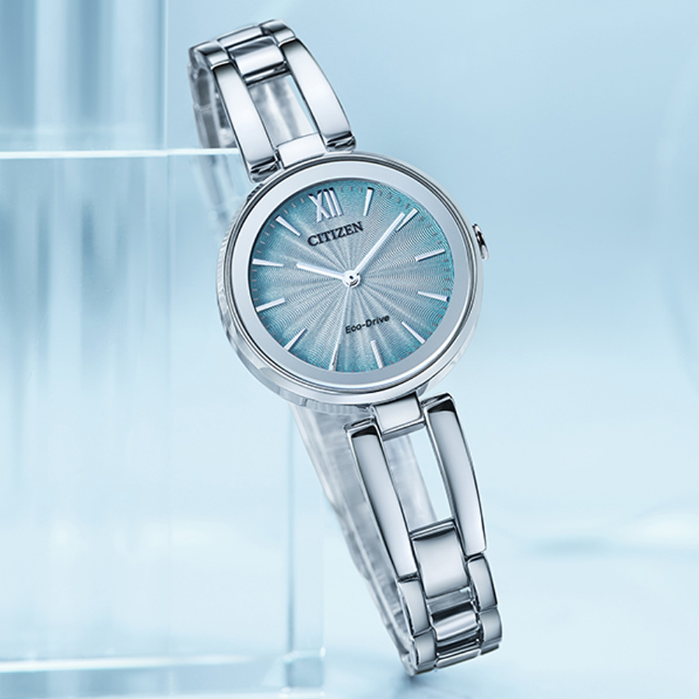 CITIZEN星辰 LADYS系列 光動能時尚湖水綠腕錶 28mm / EM0801-85X - PChome 24h購物