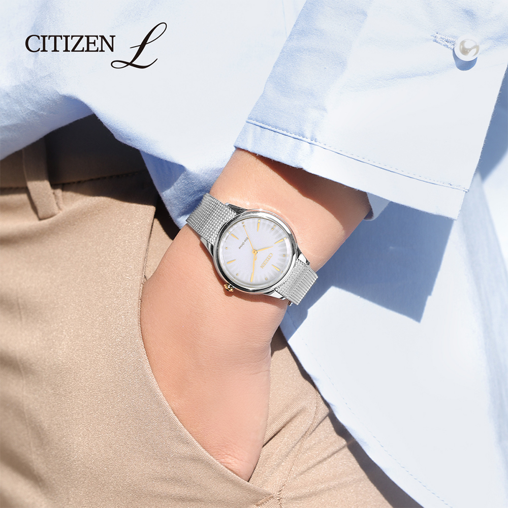 CITIZEN 星辰 L系列 光動能愛語非洲菊米蘭帶腕錶/銀/32.5mm/EM0814-83A - PChome 24h購物