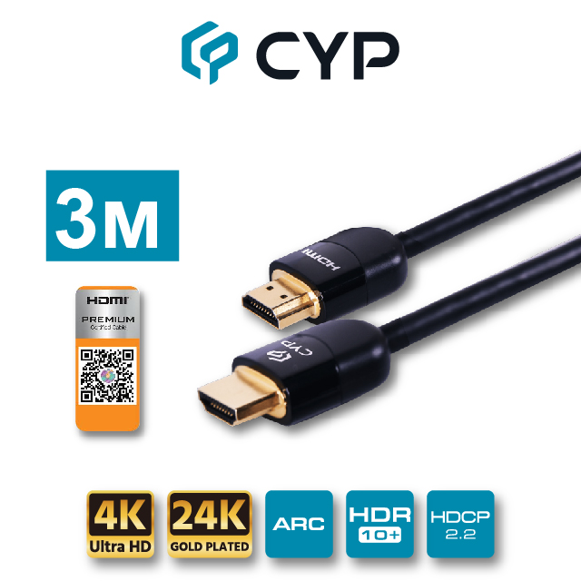 CYP西柏 - 專業級純銅鋅合金超高速HDMI 2.0 線 3.0M (CBL-H300-030) - PChome 24h購物