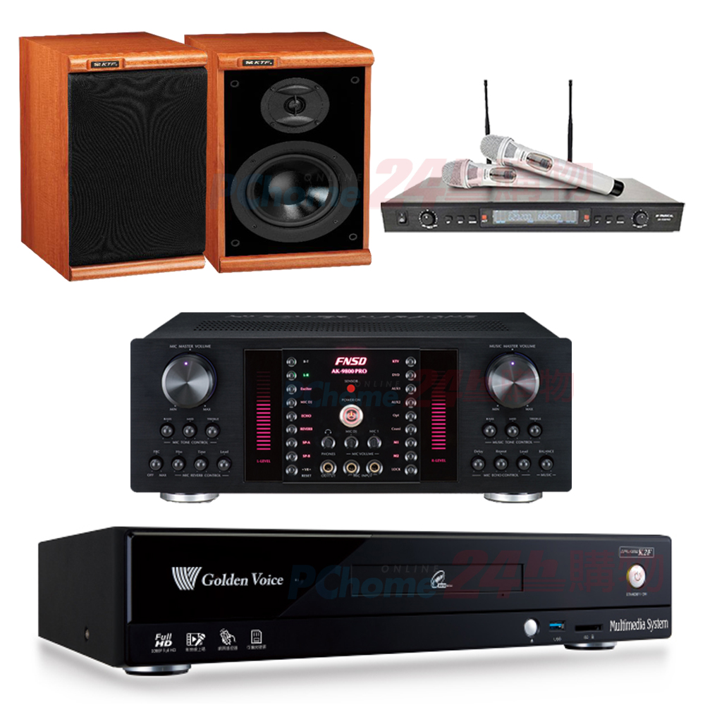金嗓 CPX-900 K2F伴唱機 4TB+AK-9800PRO擴大機+SR-928PRO無線麥克風+KTF DM-825II喇叭 - PChome 24h購物