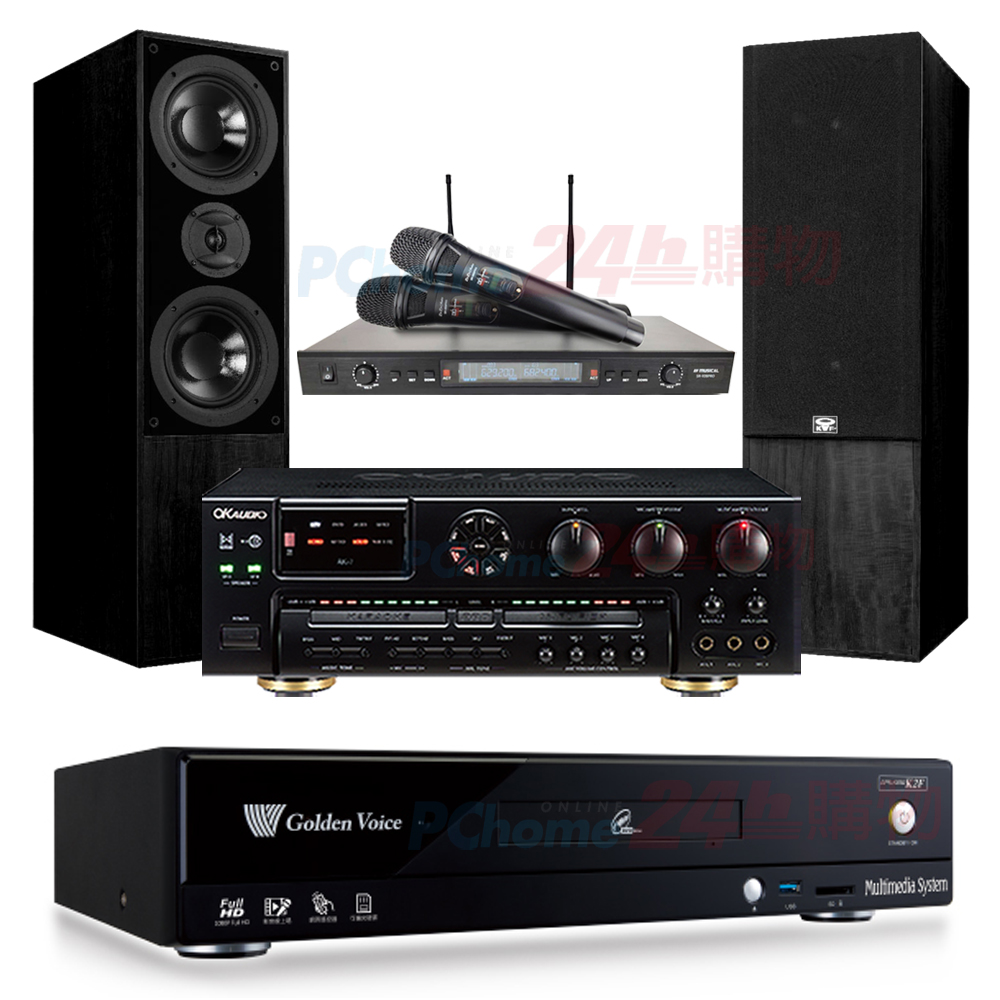 金嗓 CPX-900 K2F伴唱機4TB+OKAUDIO AK-7擴大機+SR-889PRO無線麥克風+KTF DM-835II(黑)喇叭 - PChome 24h購物