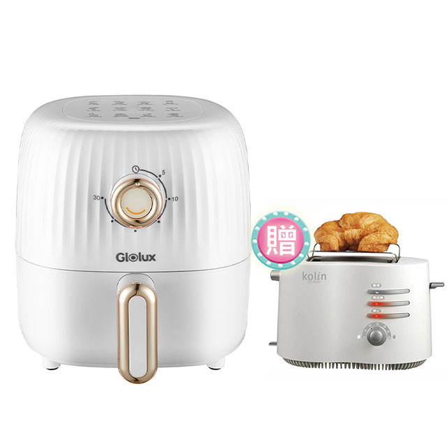 【Glolux 】北美品牌 miniQ 2L氣炸鍋 象牙白 (AF201-S1)+Kolin歌林厚片烤麵包機 KT-R307 - PChome 24h購物