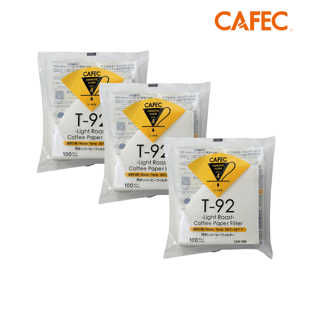 【CAFEC】三洋日本製T92淺焙豆專用白色錐形咖啡濾紙(2-4人份)100張 LC4-100W-3入組 - PChome 24h購物