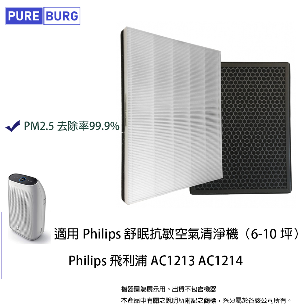 用Philips飛利浦舒眠抗敏空氣清淨機AC1213 AC1212濾網HEPA+活性碳濾心 - PChome 24h購物