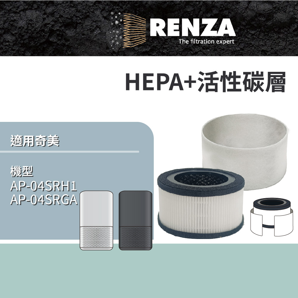 RENZA濾網 適用奇美 AP-04SRH1 AP-04SRGA 高效HEPA+活性碳濾網 替代 F04HP12 - PChome 24h購物